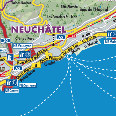 Neuchâtel - Stadtpläne und Landkarten