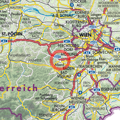 Alland - Stadtpläne und Landkarten