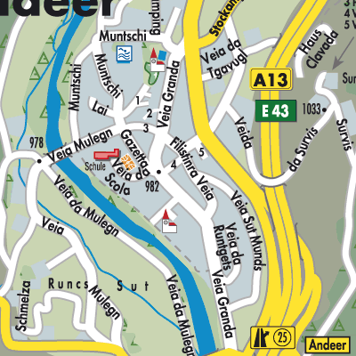 Andeer - Stadtpläne und Landkarten