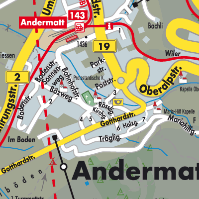Andermatt - Stadtpläne und Landkarten