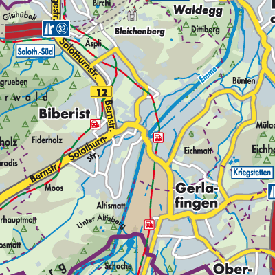 Biberist - Stadtpläne und Landkarten