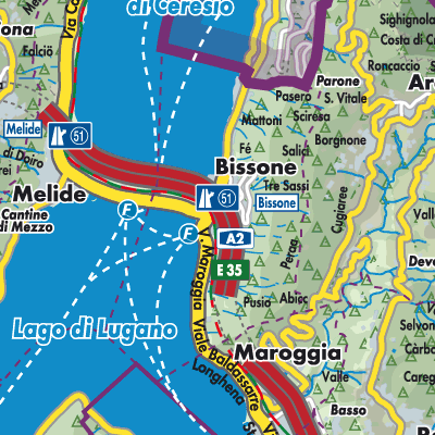 Bissone - Stadtpläne und Landkarten