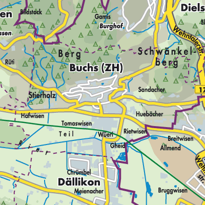Buchs (ZH) - Stadtpläne und Landkarten