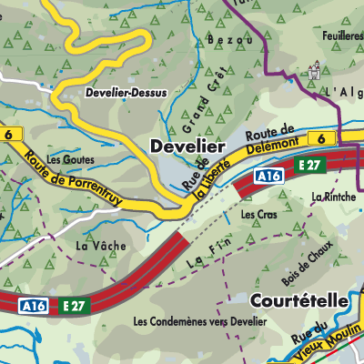 Develier - Stadtpläne und Landkarten