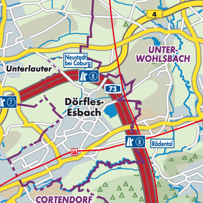 Dörfles-Esbach - Stadtpläne und Landkarten