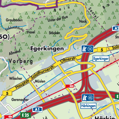 Egerkingen - Stadtpläne und Landkarten