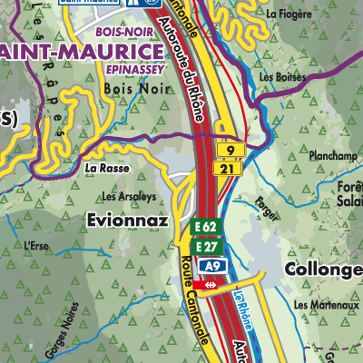 Evionnaz - Stadtpläne und Landkarten