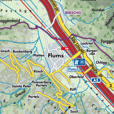 Flums - Stadtpläne und Landkarten
