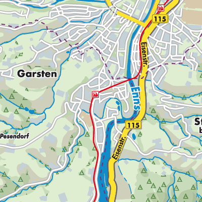 Garsten - Stadtpläne und Landkarten