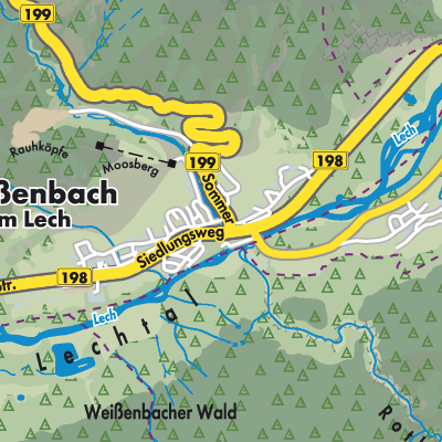 Weißenbach am Lech - Stadtpläne und Landkarten