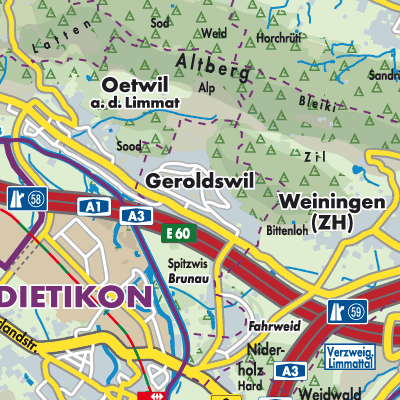 Geroldswil - Stadtpläne und Landkarten