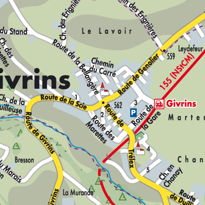 Givrins - Stadtpläne und Landkarten