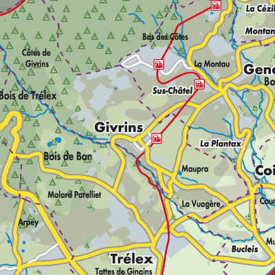 Givrins - Stadtpläne und Landkarten