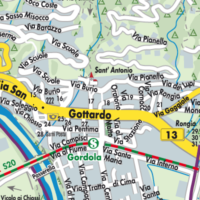 Gordola - Stadtpläne und Landkarten