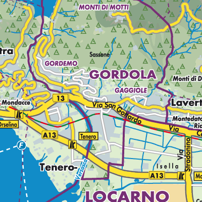 Gordola - Stadtpläne und Landkarten