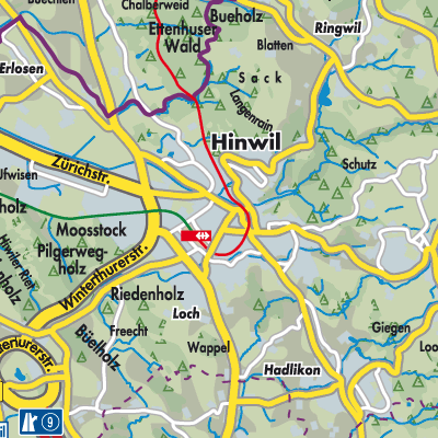 Hinwil - Stadtpläne und Landkarten