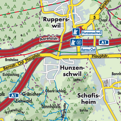 Hunzenschwil - Stadtpläne und Landkarten