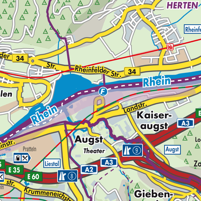 Kaiseraugst - Stadtpläne und Landkarten