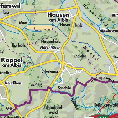 Kappel am Albis - Stadtpläne und Landkarten