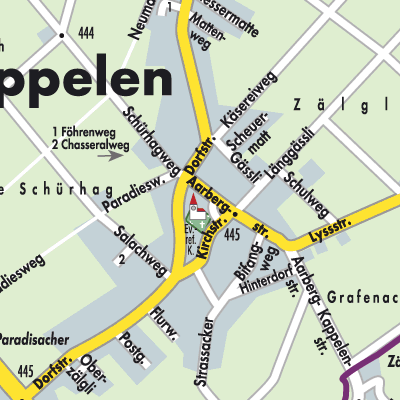 Kappelen - Stadtpläne und Landkarten