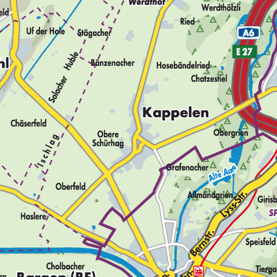 Kappelen - Stadtpläne und Landkarten