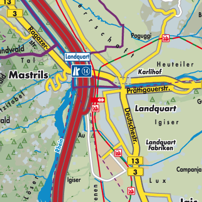 Landquart - Stadtpläne und Landkarten