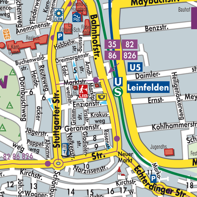 Leinfelden - Stadtpläne und Landkarten