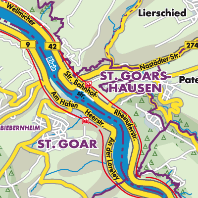 Loreley - Stadtpläne und Landkarten