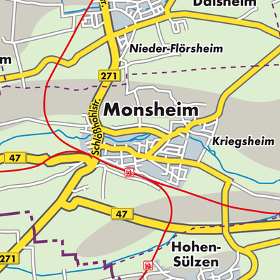 Monsheim - Stadtpläne und Landkarten