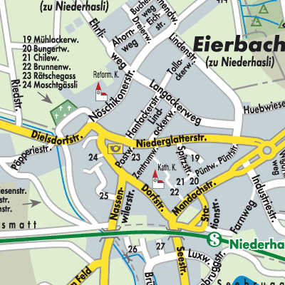 Niederhasli - Stadtpläne und Landkarten