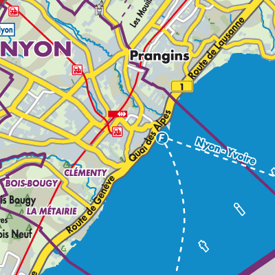 Nyon - Stadtpläne und Landkarten