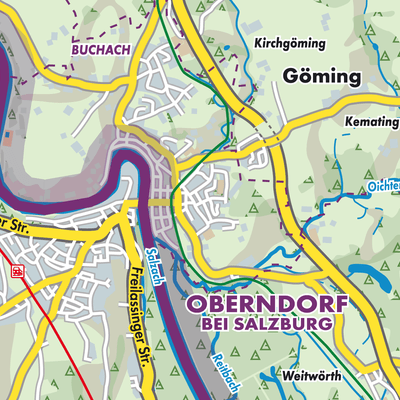 Oberndorf bei Salzburg - Stadtpläne und Landkarten