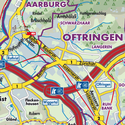 Oftringen - Stadtpläne und Landkarten