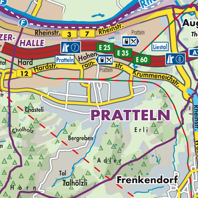 Pratteln - Stadtpläne und Landkarten