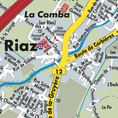 Riaz - Stadtpläne und Landkarten