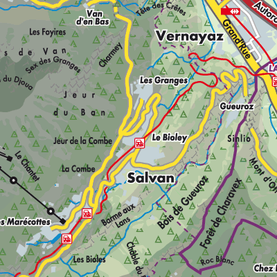 Salvan - Stadtpläne und Landkarten