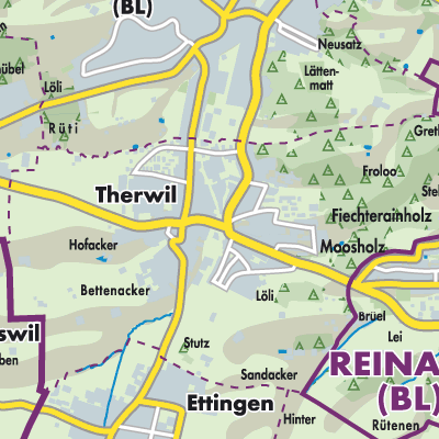 Therwil - Stadtpläne und Landkarten