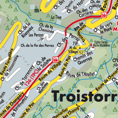 Troistorrents - Stadtpläne und Landkarten
