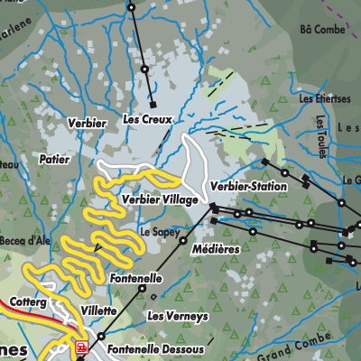 Verbier - Stadtpläne und Landkarten