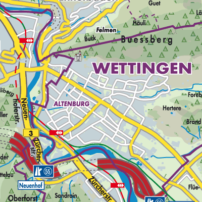 Wettingen - Stadtpläne und Landkarten